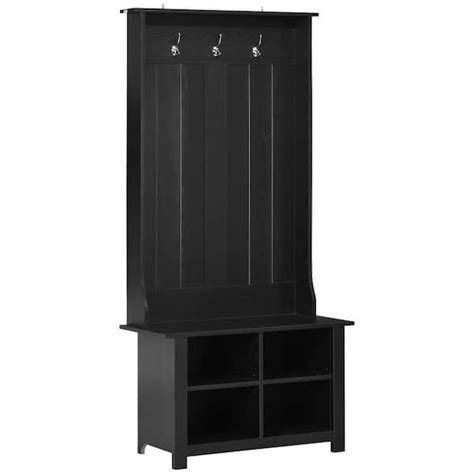 Homcom Black Hall Tree With Shoe Storage Bench Entryway Bench With