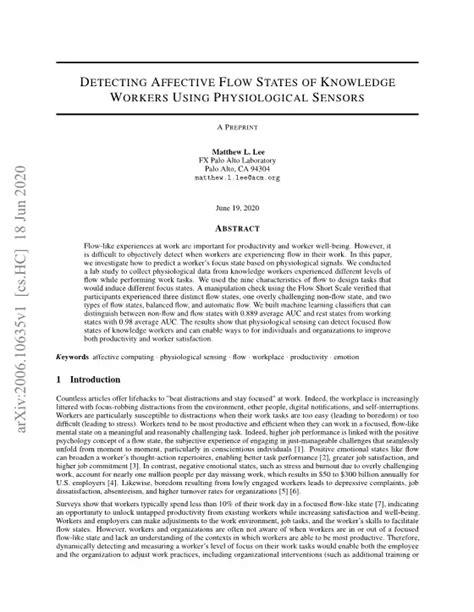 Detecting Affective Flow States Of Knowledge Workers Using Physiological Sensors Docslib