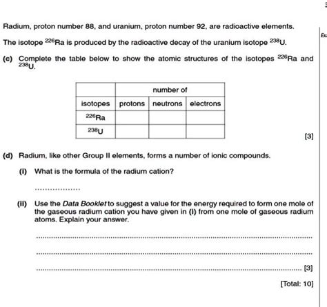 Solved Radium Proton Number 88 And Uranium Proton Number 92 Are Radioactive Elements The