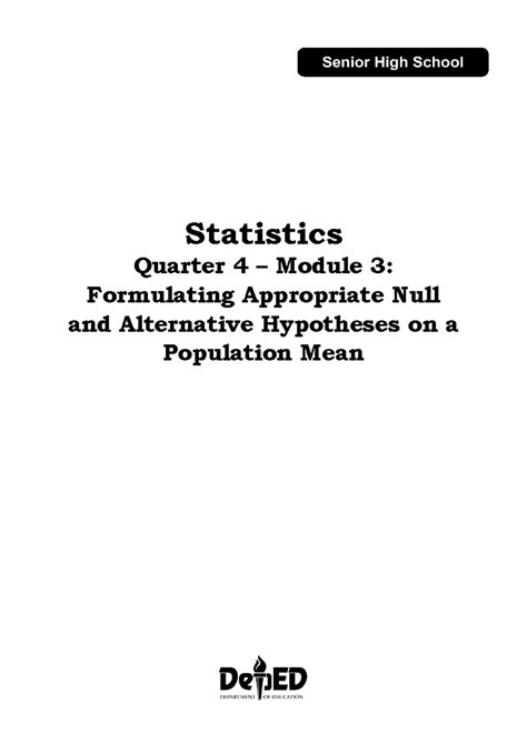 Formulating Appropriate Null Week 2 Statistics Quarter 4 Module 3 Formulating