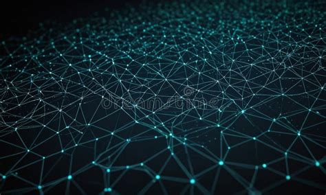 Digital Complex Network Interconnected Lines And Dots Creating Sense Depth And Dimensionality