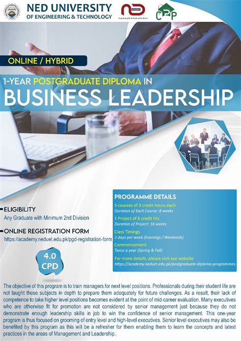 Pgd In Business Leadership Ned Academy Ccee Cmpp Ptmc