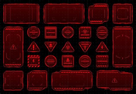 Premium Vector Hud Danger And Warning Red Interface Frame Boxes