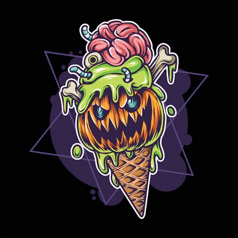 Halloween Pumpkin Ice Cream Artwork For Halloween 11819936 Vector Art