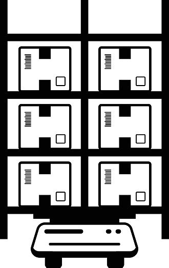 자동 가이드 차량 이동 팔레트 개념 협업 로봇 모바일 랙 벡터 아이콘 디자인 창고 자동화 기호 산업 혁명 기호 배송 및 물류