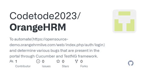 Github Codetode2023orangehrm To Automateopensource Demo