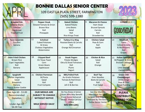 Menus For Seniors