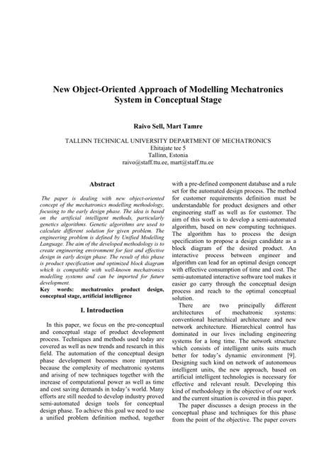 Pdf New Object Oriented Approach Of Modelling Mechatronics System In