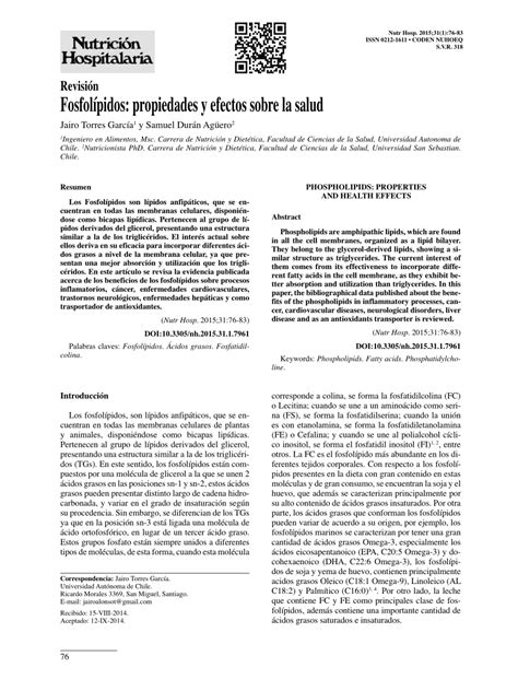 Pdf Phospholipids Properties And Health Effects