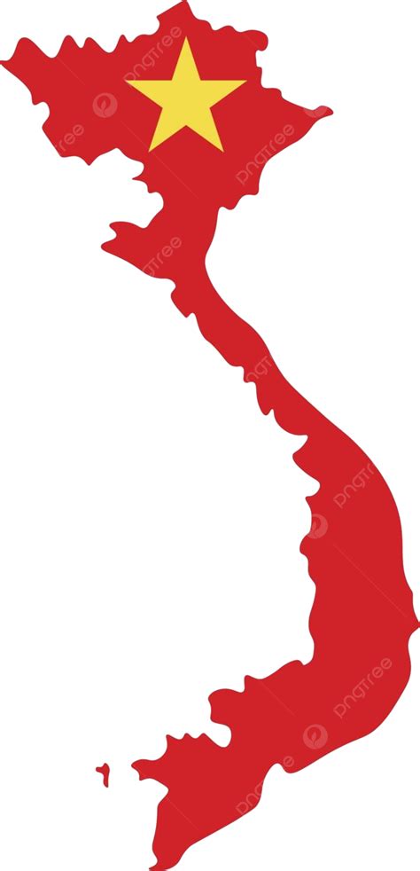 Mapa De Vietnam Color De La Forma Del País De La Bandera Vector Png