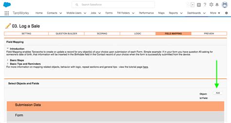 07 Field Mapping Tab Taroworks Support Center