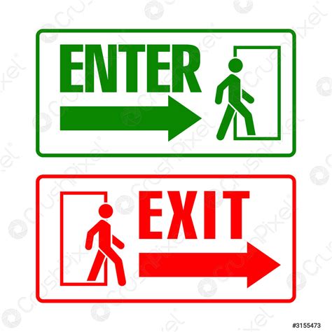Entry And Exit Sign Stock Vector 3155473 Crushpixel