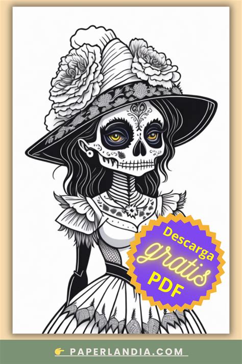 🌺💀catrina Para Colorear E Imprimir Gratis Grullas De Papel Celulares