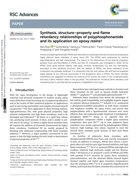 Pdf Synthesis Structureproperty And Flame Retardancy Relationships