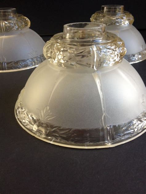 Three Frosted Glass Shades Etsy Frosted Glass Glass Shades Glass Light Shades