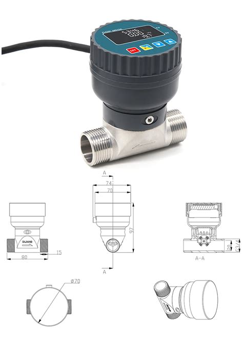 RS Electronic Digital Display Flowmeter Stainless Steel Male Female Thread Smart LCD
