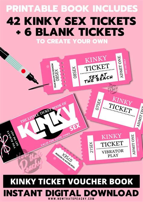 KINKY SEX TICKET Voucher Book Printable Download Valentines Day Anniversary Naughty Coupons
