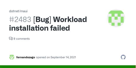 Bug Workload Installation Failed · Issue 2483 · Dotnetmaui · Github