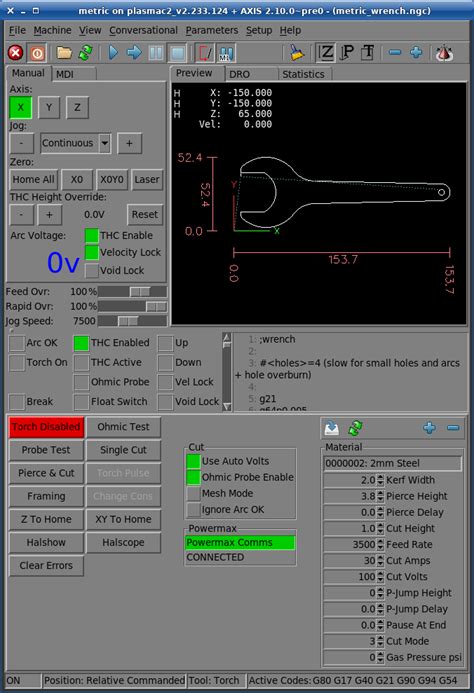 Axis Based GUI For Plasmac LinuxCNC
