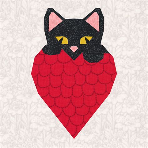 I Love Cats Foundation Paper Piecing Pattern Fpp Quilt Block 4