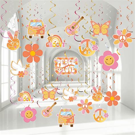 Outus 60s 70s Hippie Theme Birthday Party Decorations Foil