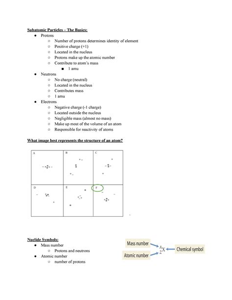 Atomic Structure And Intro To Average Atomic Mass Subatomic Particles