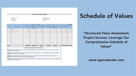 sample construction schedule of values