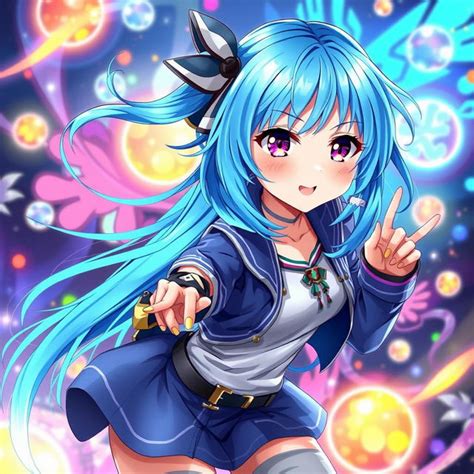 Vibrant Blue Haired Anime Girl