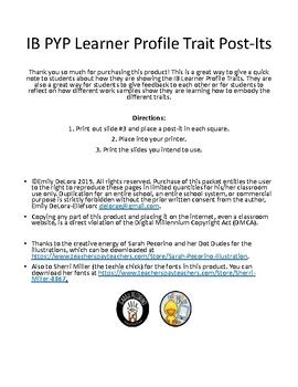 Printable Post Its With IB PYP Learner Profile Traits By Projects With Heart