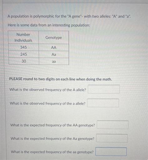 Solved A Population Is Polymorphic For The A Gene With Two