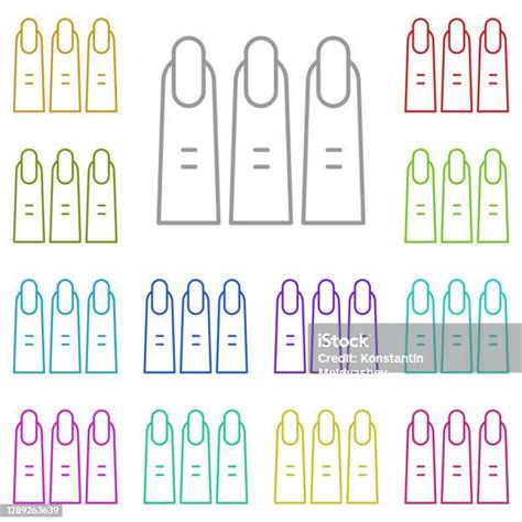 손톱 손가락 멀티 컬러 아이콘 간단한 얇은 라인 Ui와 Ux 웹 사이트 또는 모바일 응용 프로그램에 대한 뷰티 아이콘의 윤곽 벡터 깨끗한에 대한 스톡 벡터 아트 및 기타