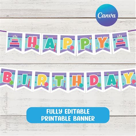 Editable Printable Birthday Banner Canva Template Etsy Canada