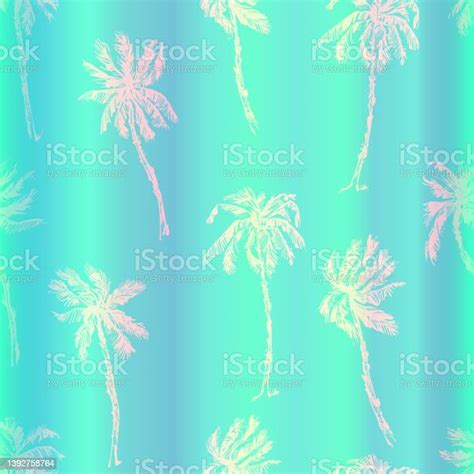 손으로 그린 야자수 스케치 이음새가 없는 패턴을 생동감 넘치는 무지개 색으로 스케치합니다 파인애플에 대한 스톡 벡터 아트 및