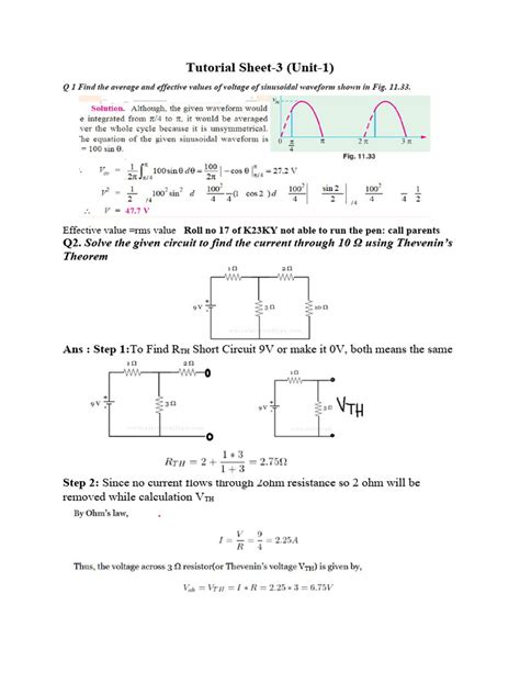 Tutorial Sheet 3 Unit 1 Pdf