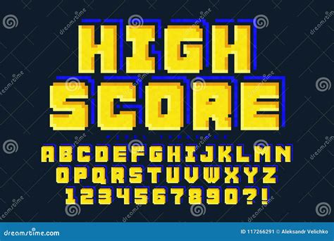 Pixel Vector Font Design Stylized Like In 8 Bit Games Stock Vector Illustration Of Console
