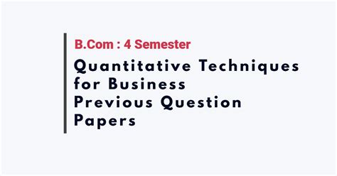 Quantitative Techniques In Business