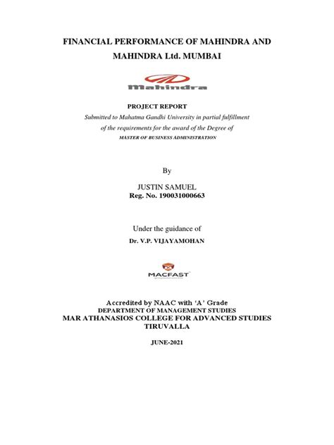 Mahindra And Mahindra Project Pdf Pricing Automotive Industry