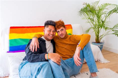 Premium Photo Beautiful Gay Couple Being Romantic At Home Together On