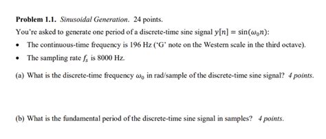 Solved Problem Sinusoidal Generation Points You Re Chegg Com