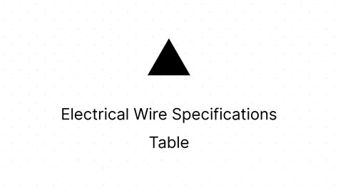 Electrical Wire Specifications Table Eezee