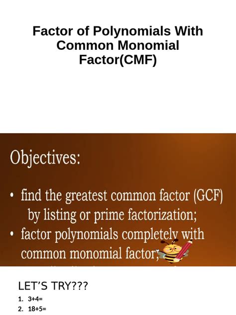 1factor Of Polynomials With Common Monomial Factorcmf Day 1 2 Week 1