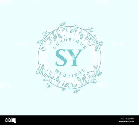 Sy Initials Letter Wedding Monogram Logos Template Hand Drawn Modern