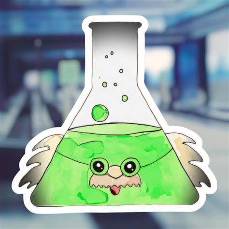Kawaii Einstein Beaker Sticker Waterproof Watercolor Chemistry Etsy