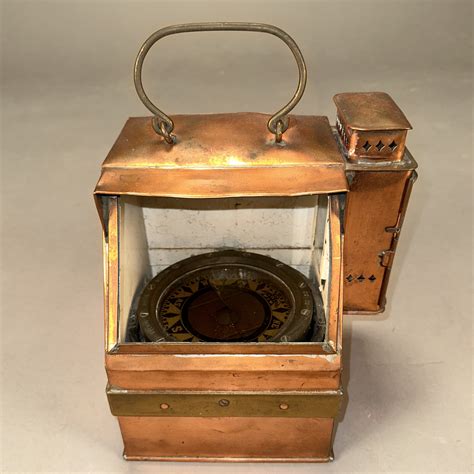 Lot 090 Antique Copper Boat Binnacle With Compass By Kelvin White Boston 02630 9 34″h 9