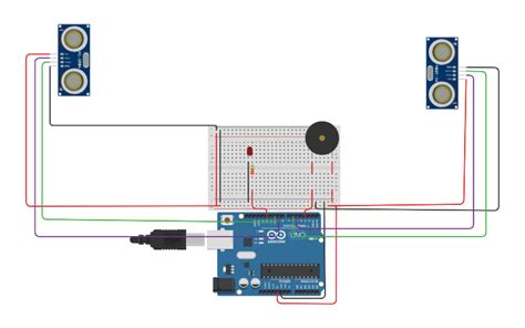 Circuit Design Prog 2ultrasonicos Buzzer Tinkercad