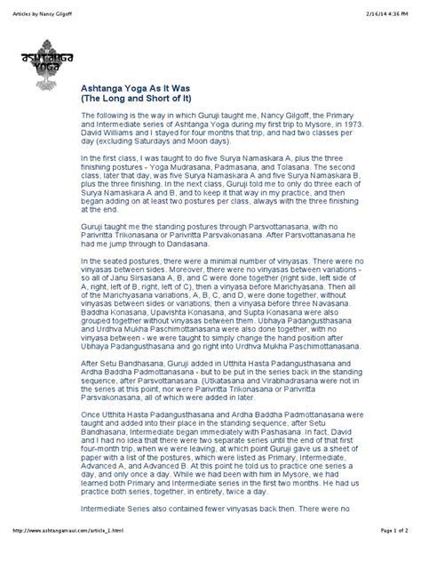 Ashtanga As It Was Nancy Gilgoff Pdf Ashtanga Vinyasa Yoga Āstika