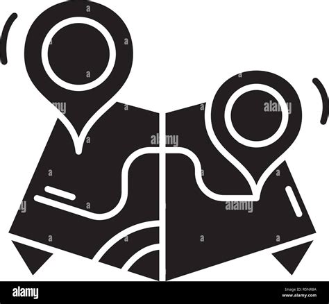 Route Black Icon Vector Sign On Isolated Background Route Concept