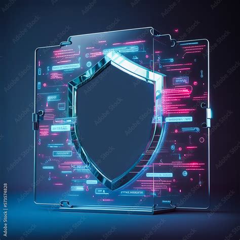 Generative Ai Illustration Of Futuristic Data Security Shield Sign