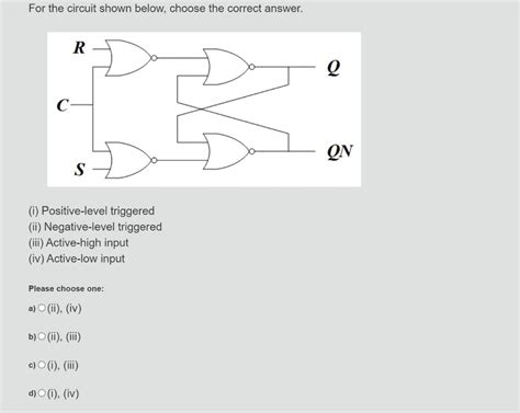 Solved For The Circuit Shown Below Choose The Correct Solved For The Circuit Shown Below Choose The Correct