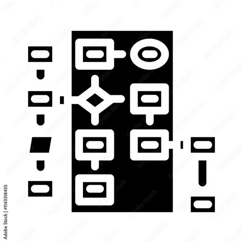 Algorithm Flowchart Machine Learning Glyph Icon Vector Algorithm